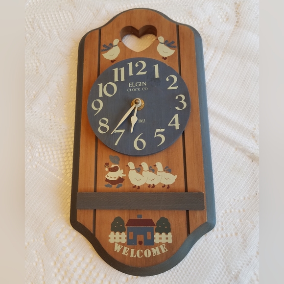 Elgin Clock Co. | Wall Decor | Vintage Elgin Wood Clock Habersham Ducks ...